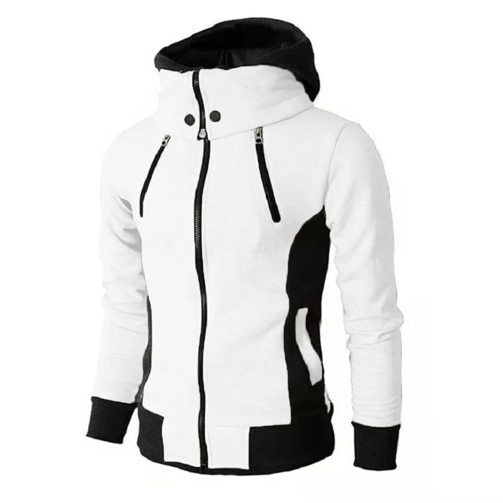 Men Slim Fit Fleece Bomber Jacket with Scarf Collar and Hood | Inspire ...