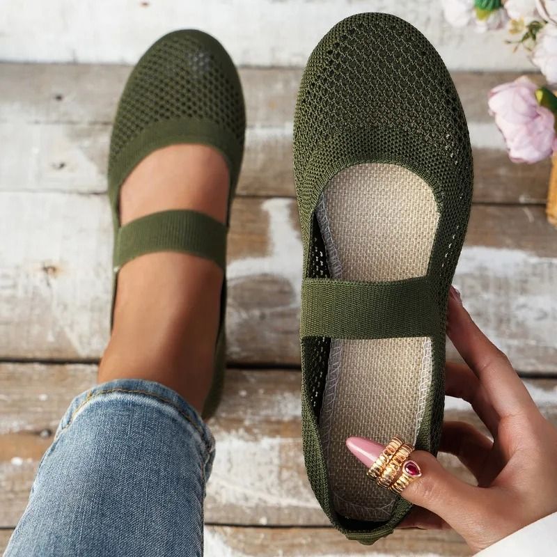 Autumn Women Round Toe Flat Non Slip Mesh Slip On Casual Sho | Inspire ...