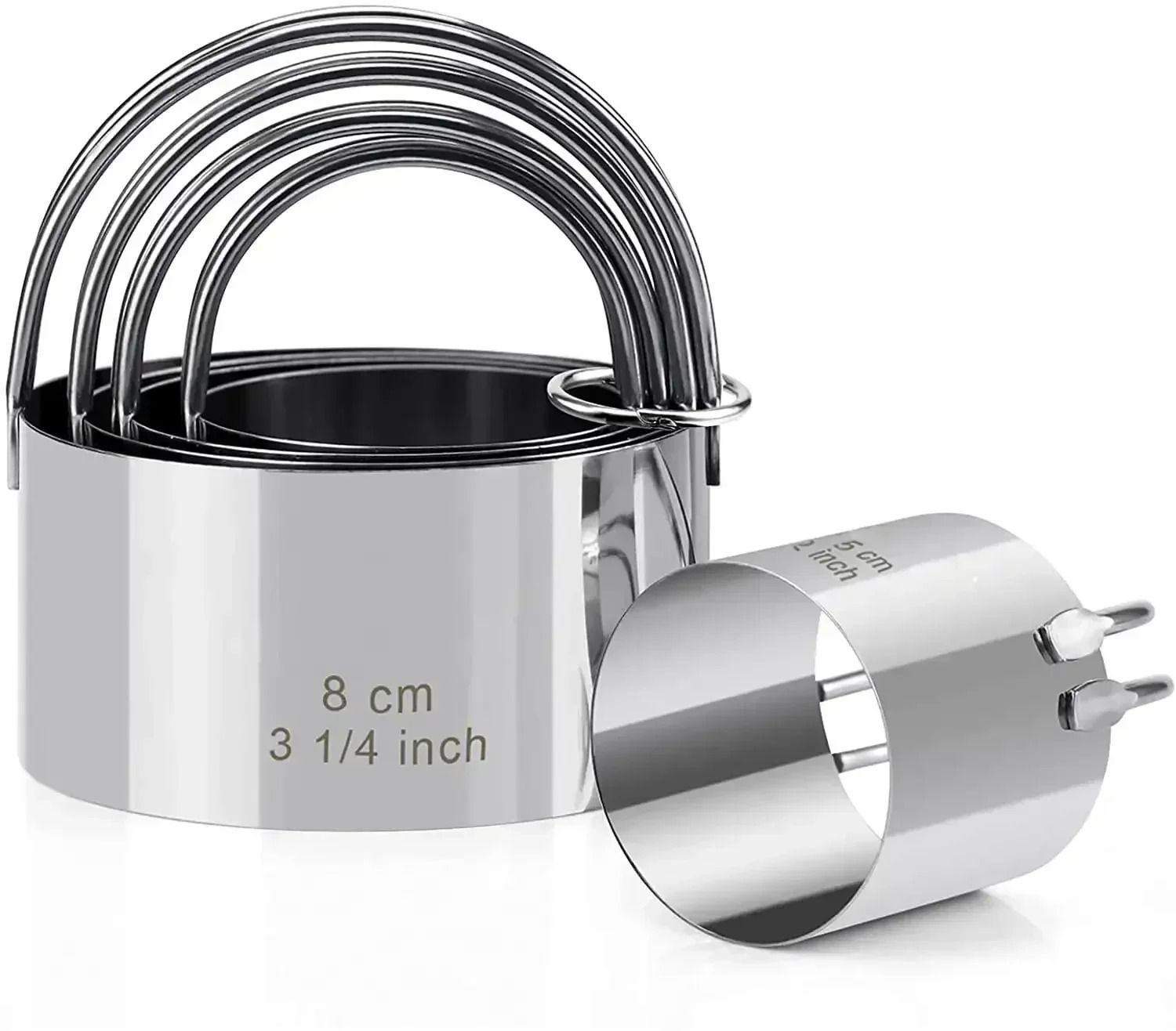 5 Piece Round Stainless Steel Biscuit Cutter Set with Handle | Inspire ...