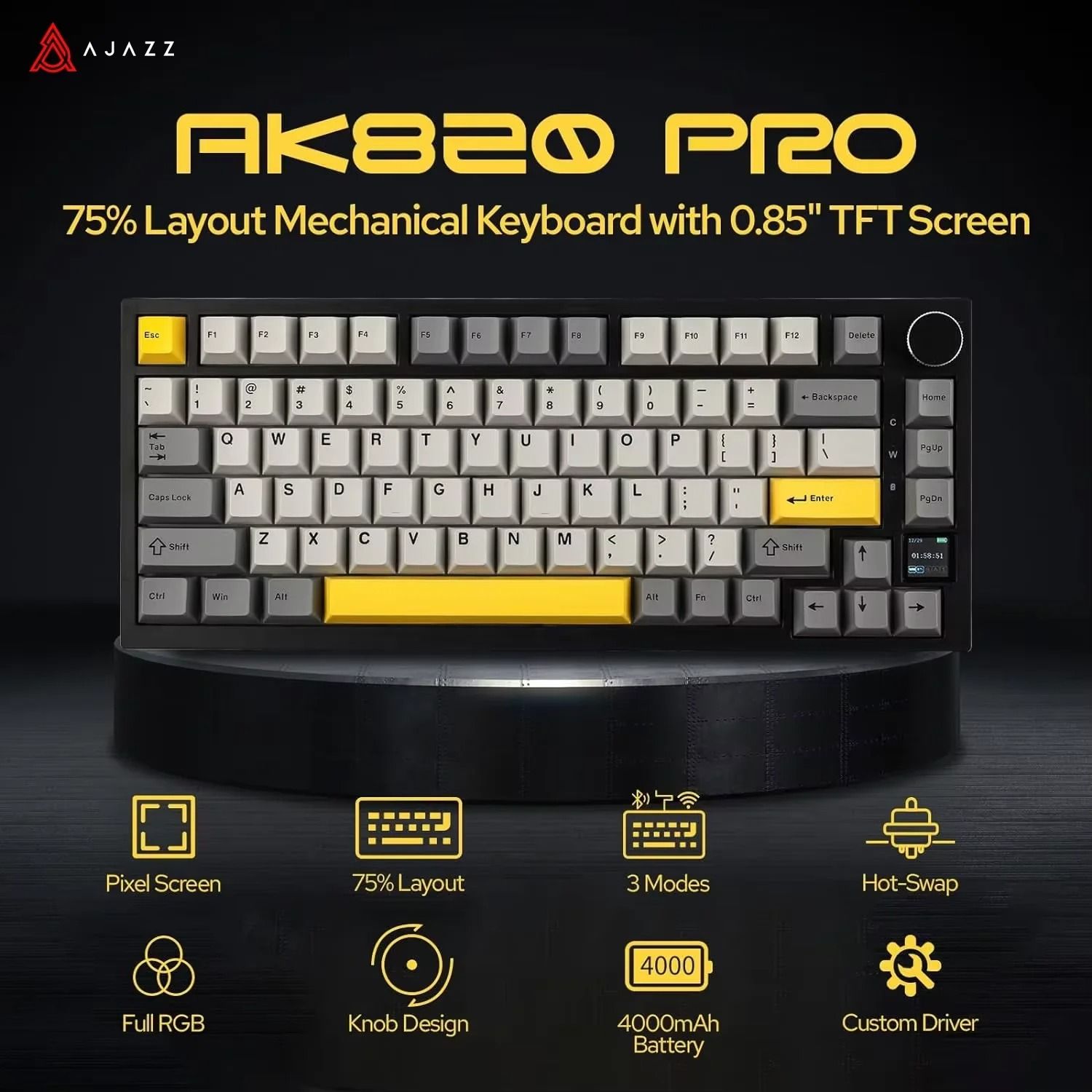 Ajazz AK820 Pro Wireless Mechanical Gaming Keyboard with Kno | Inspire ...