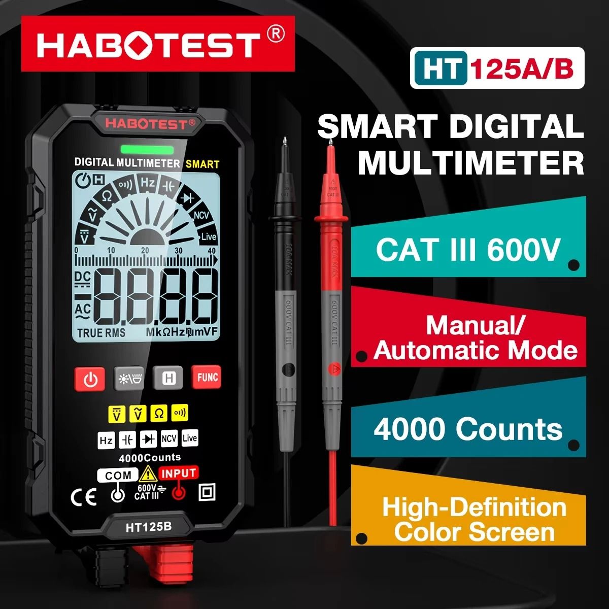 HABOTEST HT125 Smart Multimeter 600V AC DC True RMS Digital | Inspire ...