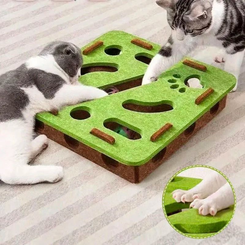 Felt Cat Puzzle Maze Box with Bell Ball Interactive Toy | Inspire Uplift