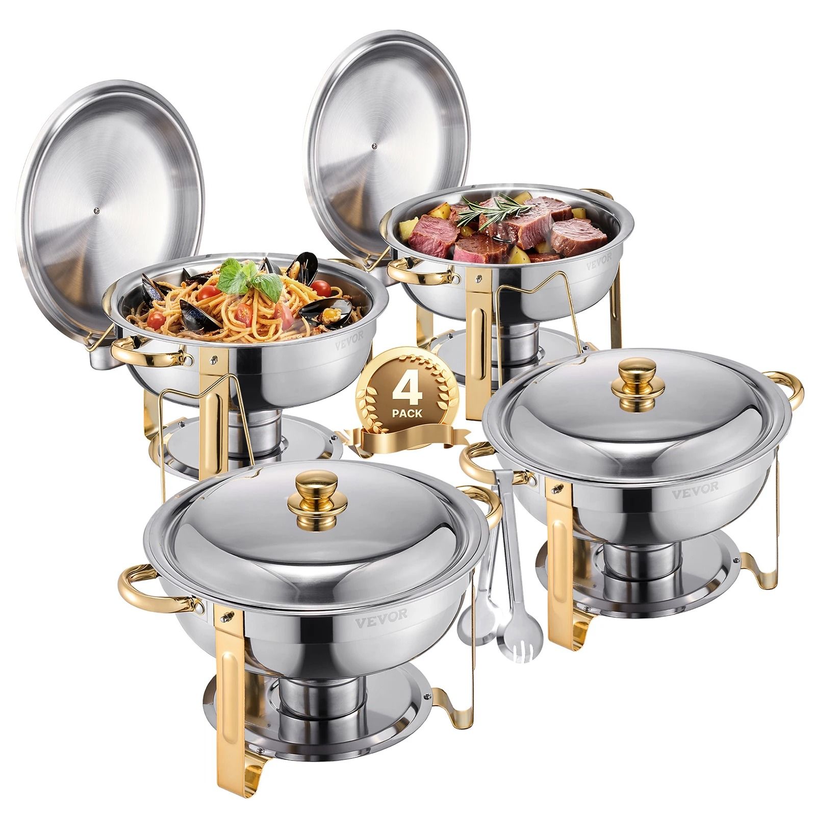 SucceBuy 4 Pack Chafing Dish Buffet Set Stainless Steel | Inspire Uplift