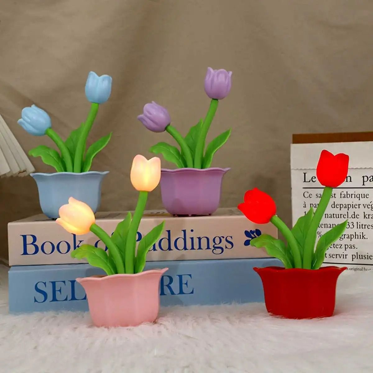 Artificial Tulip Table Lamp Bedside Night Light Flower Ambie | Inspire ...