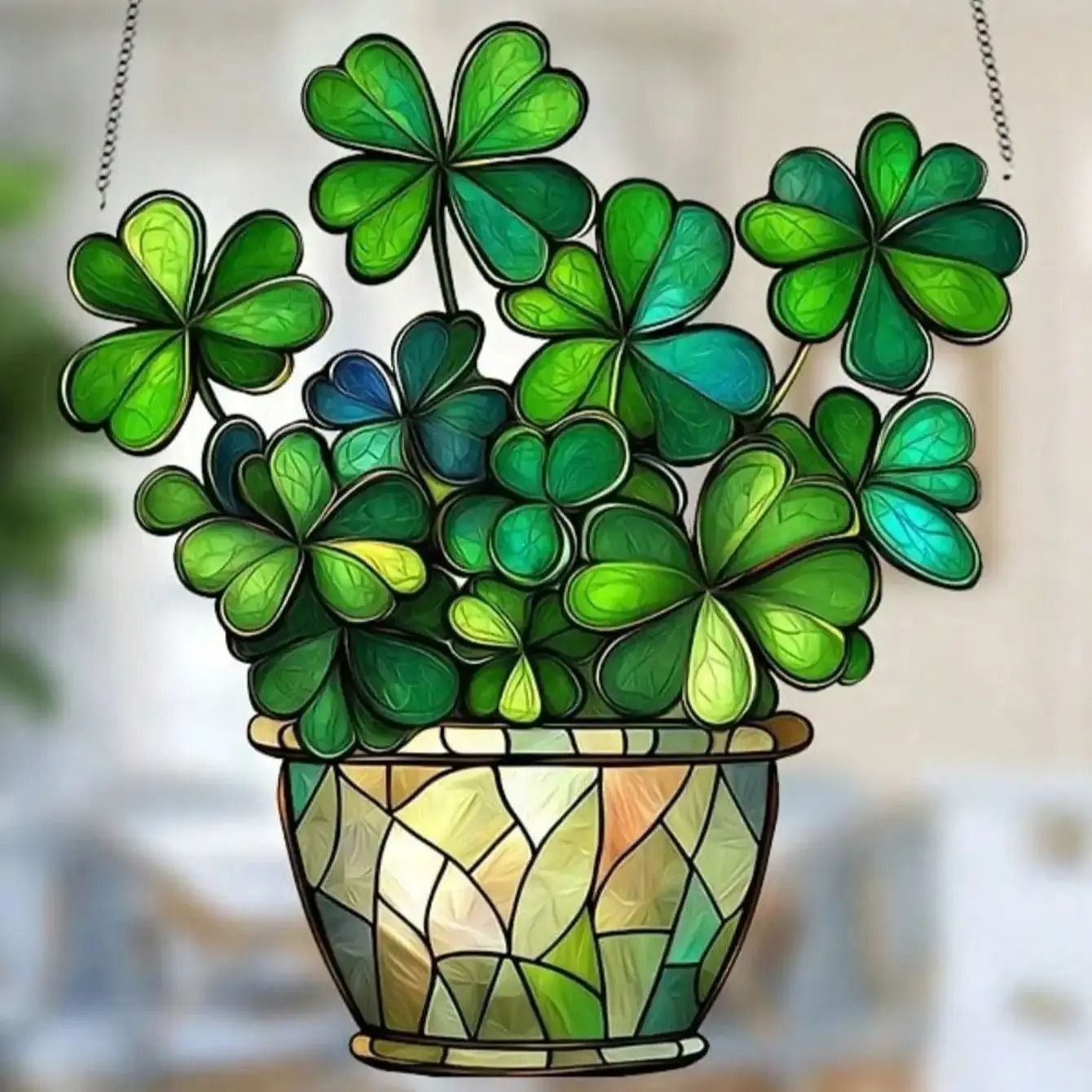 St. Patrick's Day Lucky Clover Sun Catcher Window Hanging De | Inspire ...