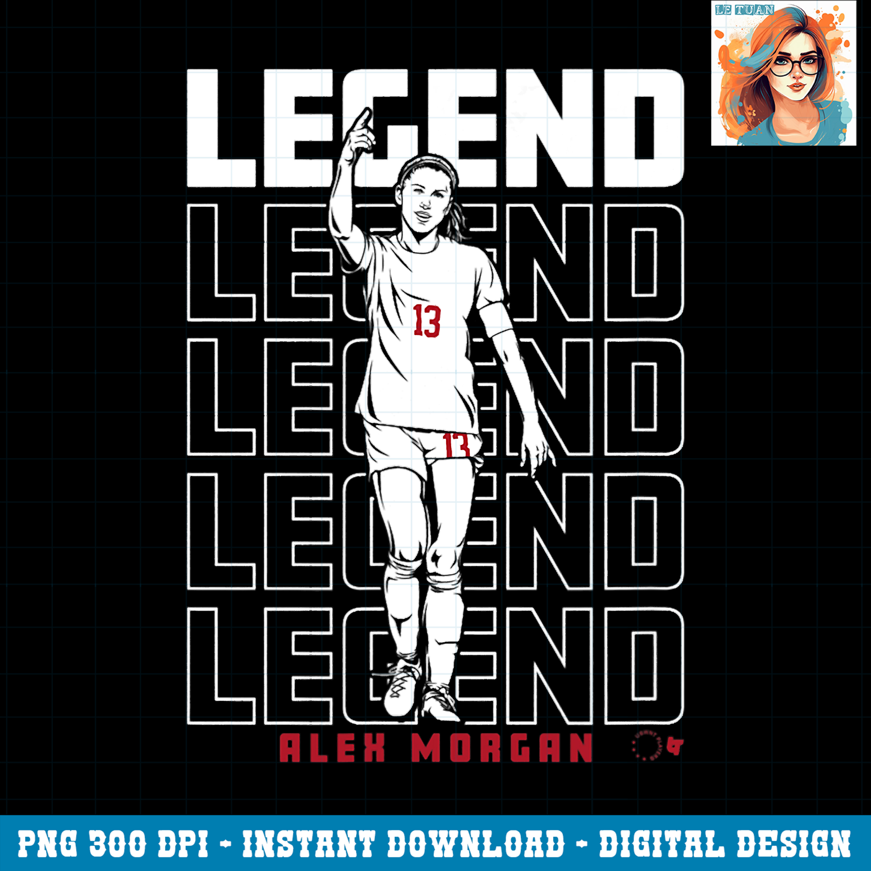 Alex Morgan Legend USWNT Players Association Soccer PNG Down | Inspire ...
