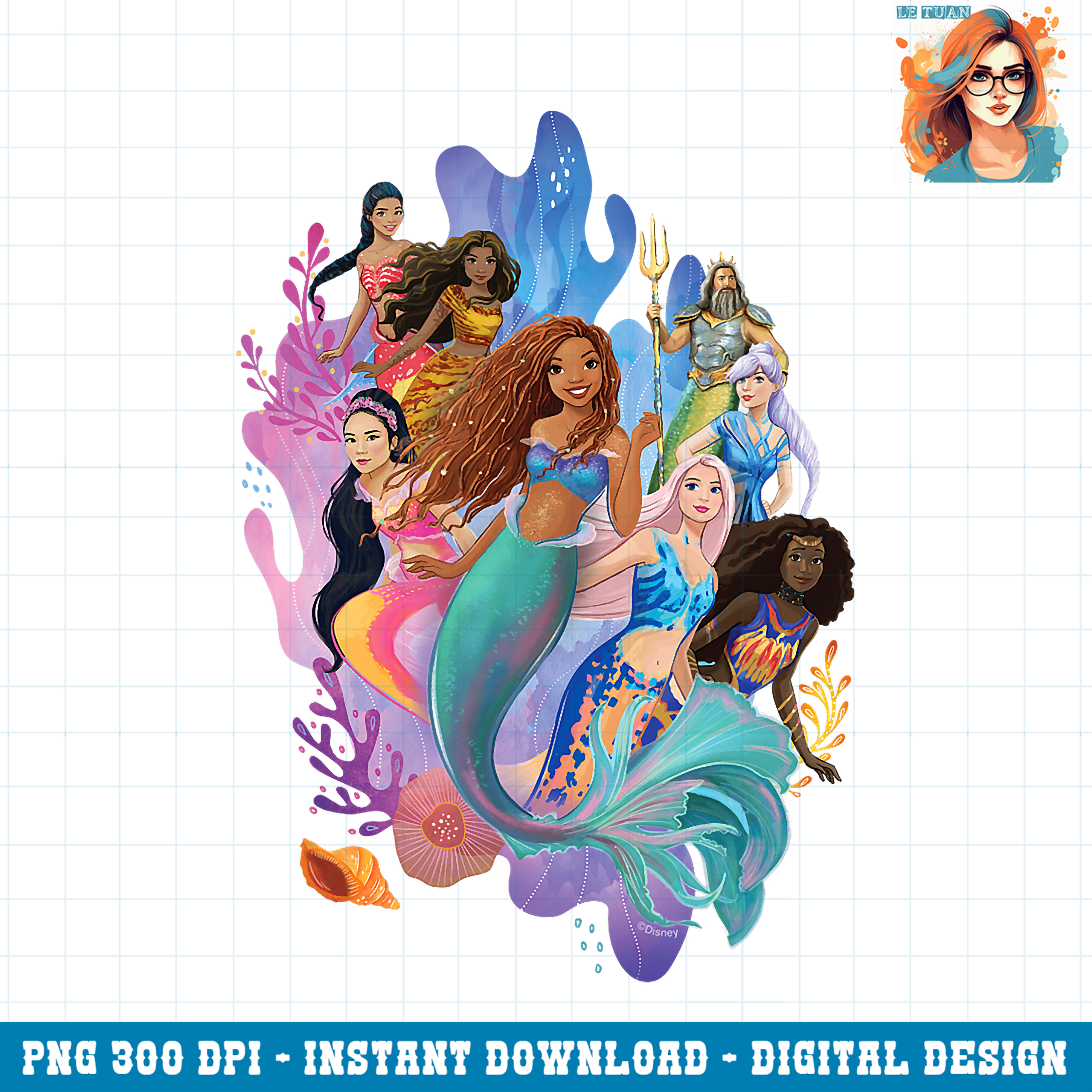 Disney The Little Mermaid Ariel Royal Ocean Family PNG Downl - Inspire ...