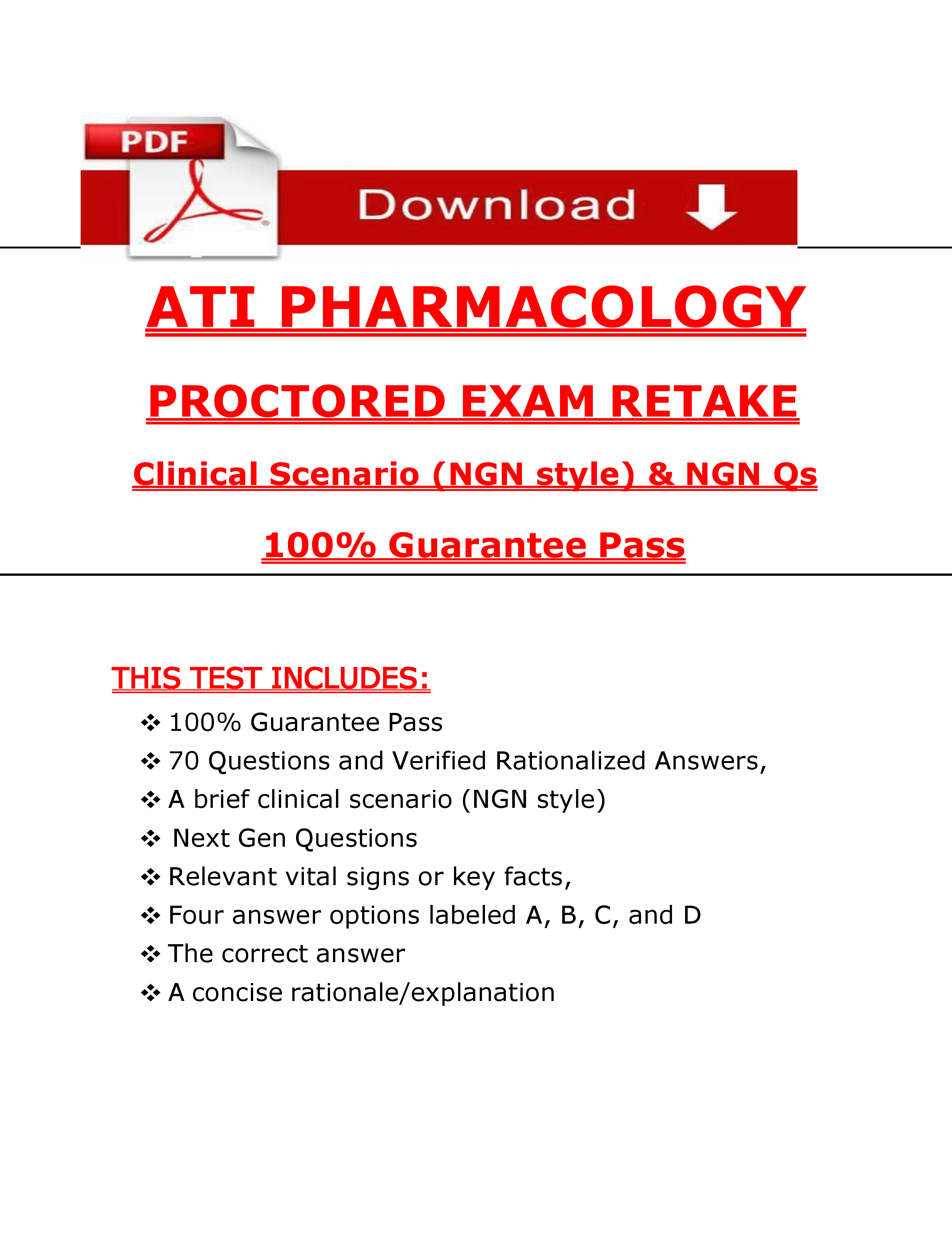 NGN ATI PHARMACOLOGY PROCTORED RETAKE EXAM QUESTIONS AND VER | Inspire ...