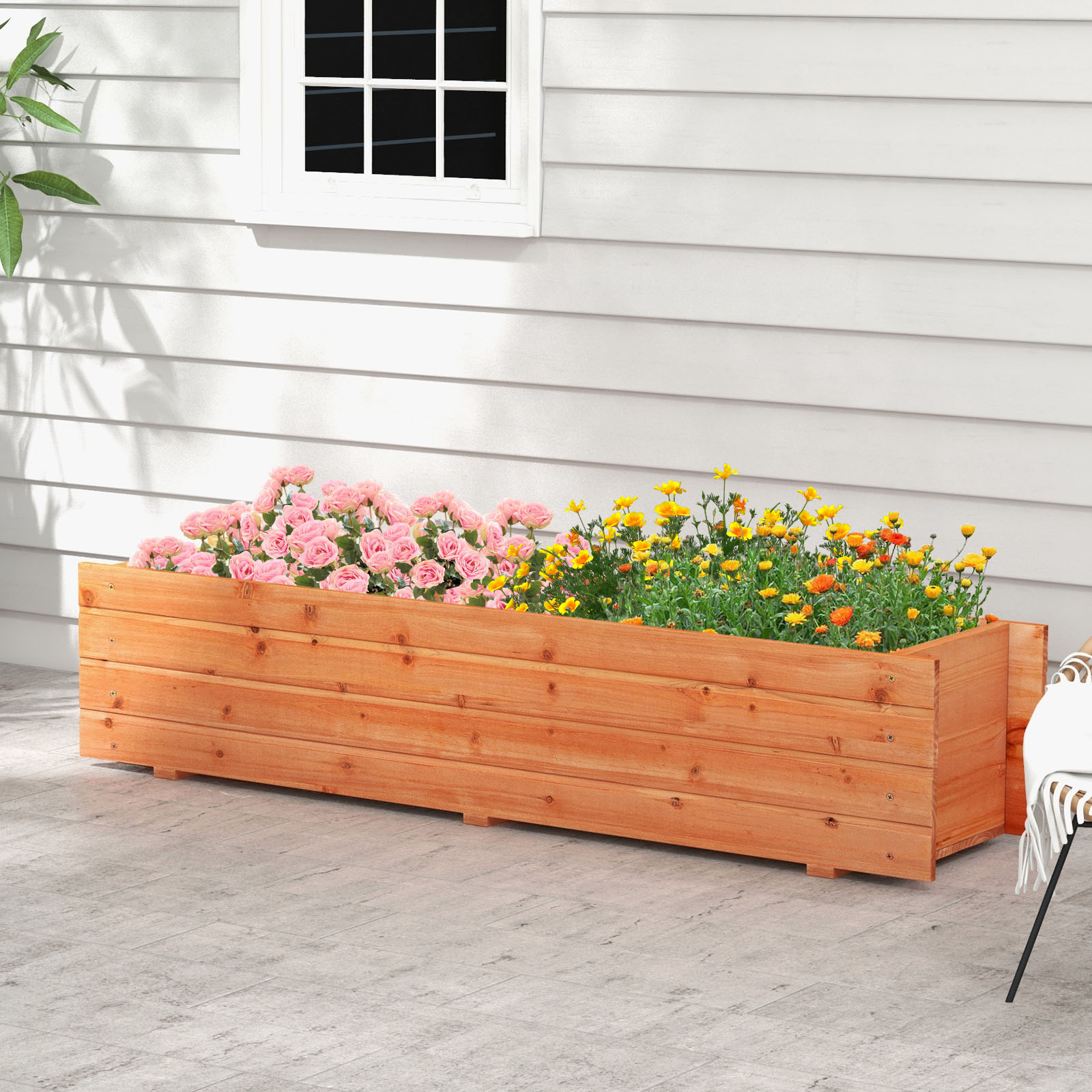 Fir Wood Planter Box with Drainage & Crossbars | Inspire Uplift