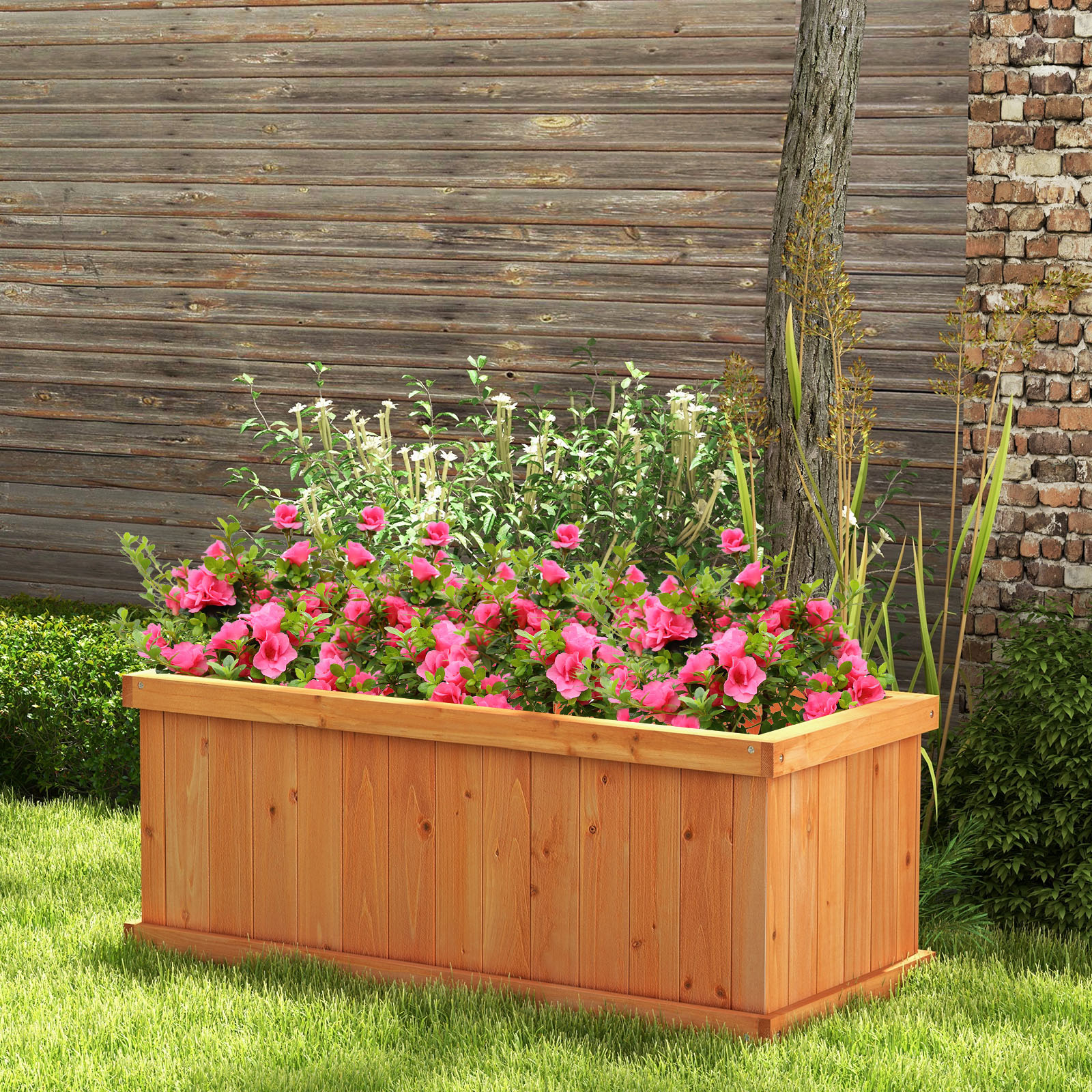 Wooden Raised Garden Bed Planter with Drainage | Inspire Uplift