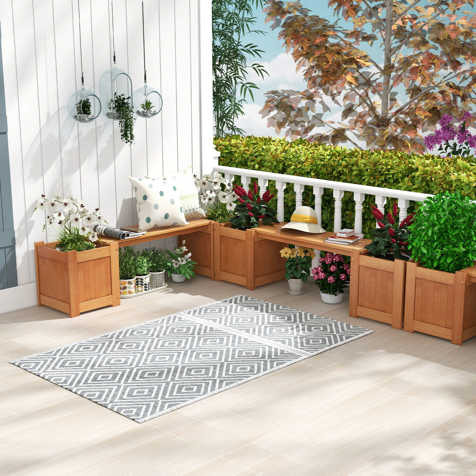 Wood Planter Box with Bench for Garden Use | Inspire Uplift