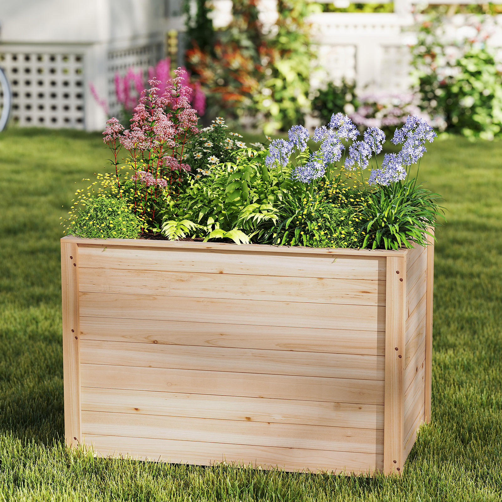 2.2FT Deep Wooden Raised Garden Bed Planter | Inspire Uplift