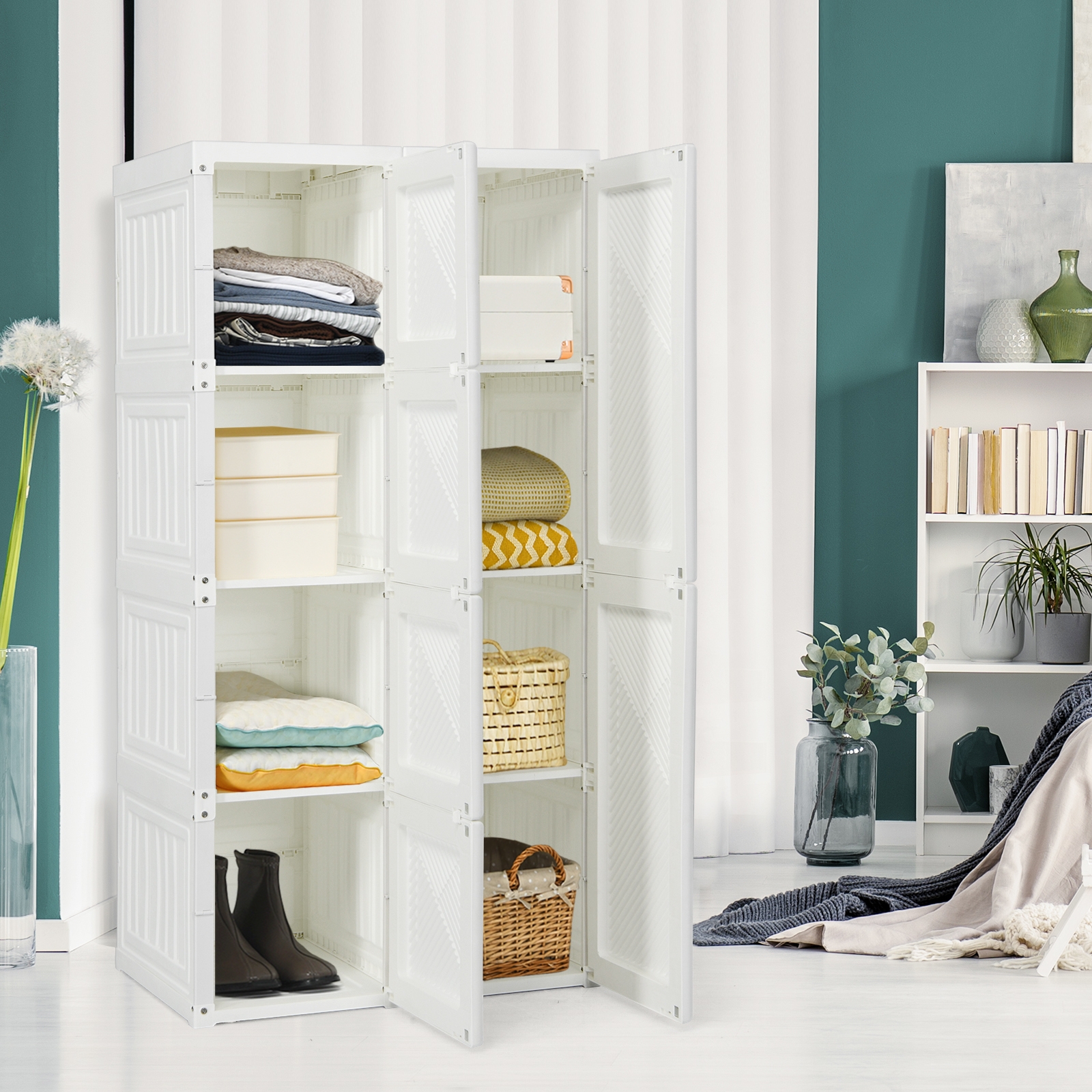 Foldable Wardrobe Closet with 8 Cubby Storage | Inspire Uplift