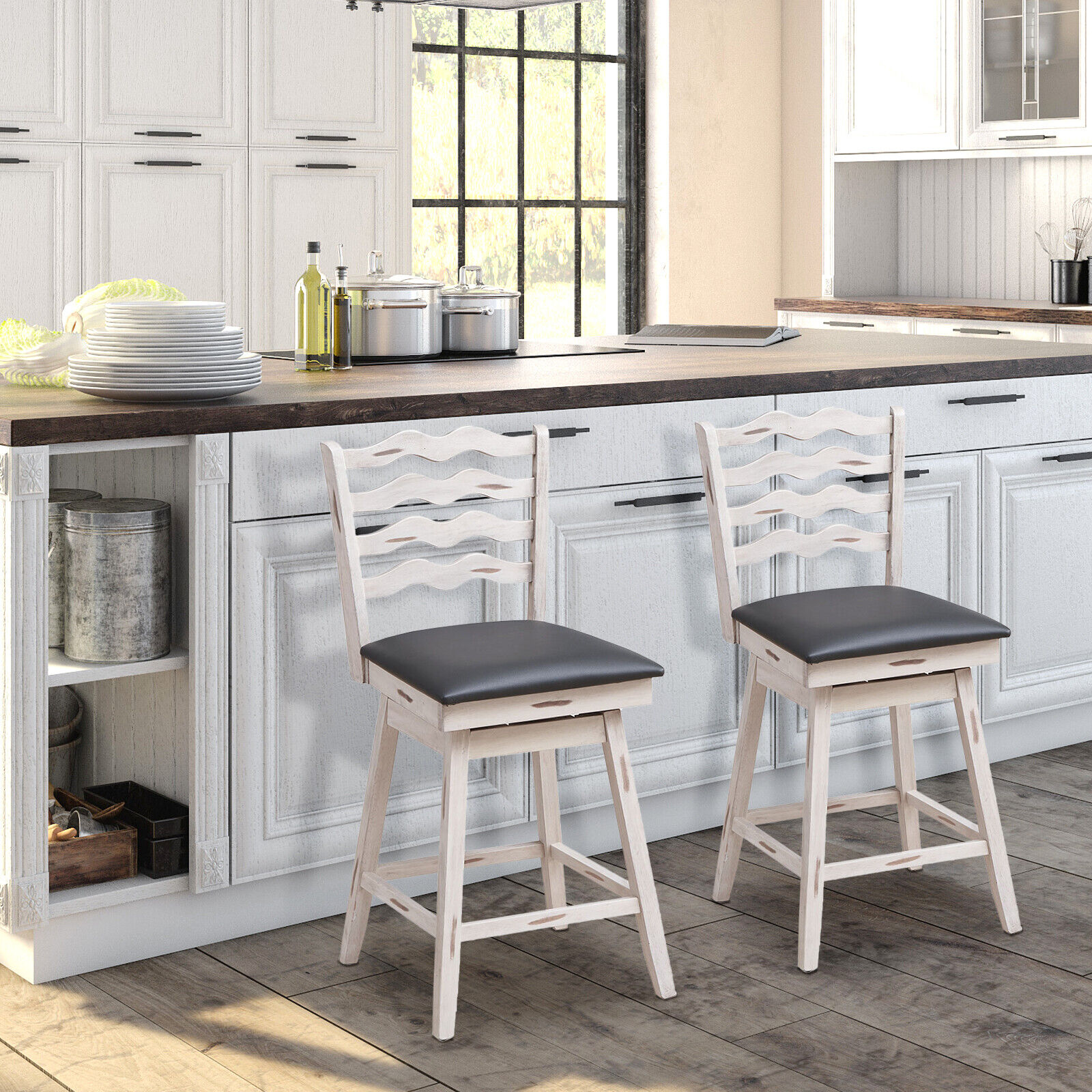 360° Swivel Bar Stools with Ergonomic Backrest & Footrest | Inspire Uplift