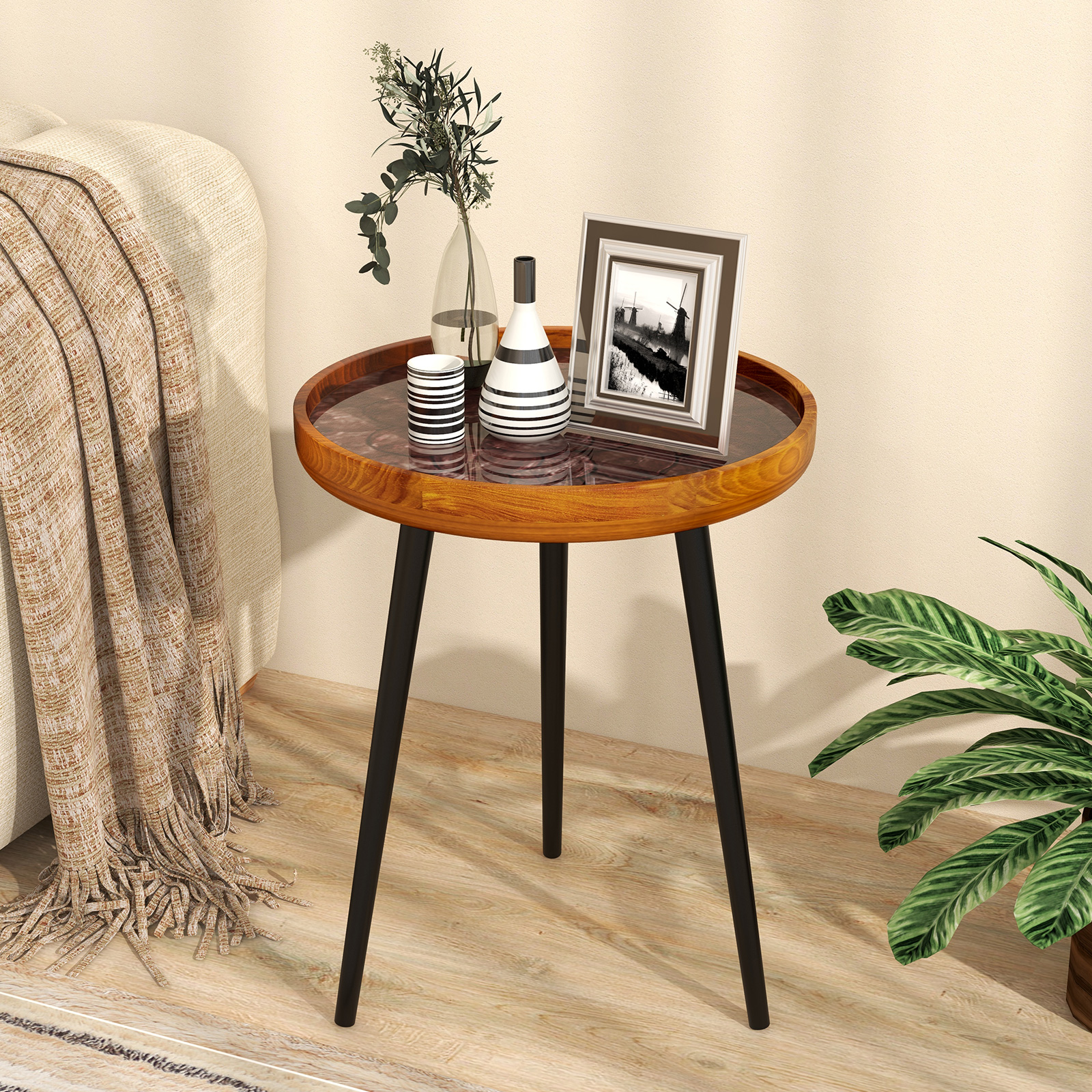 Sea Shell End Table – Handmade Epoxy Resin & Mahogany Base | Inspire Uplift