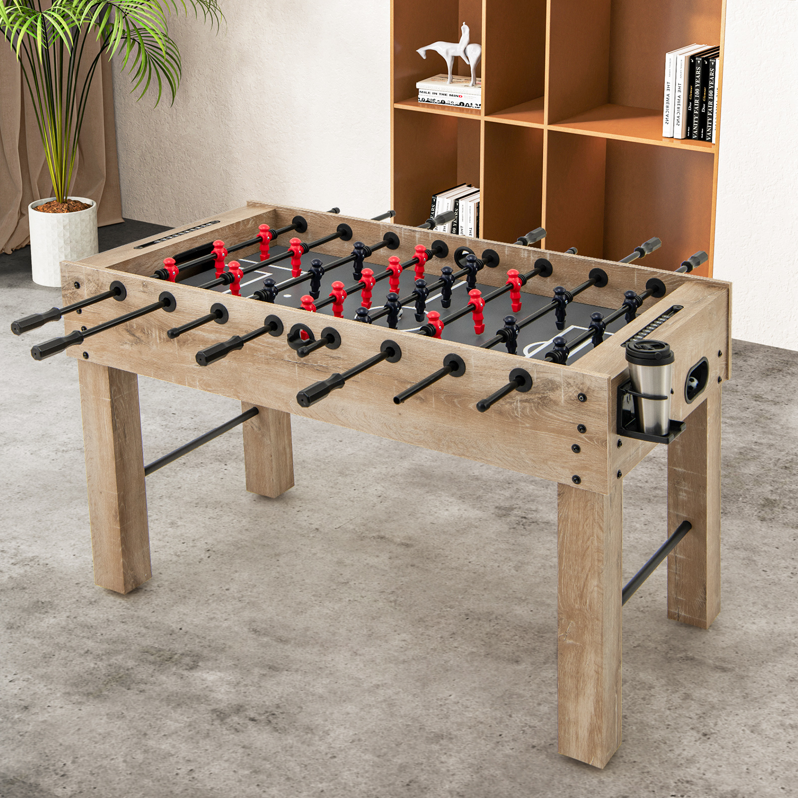 54 Inches Foosball Table w/ Legs, 2 Balls & Cupholders | Inspire Uplift