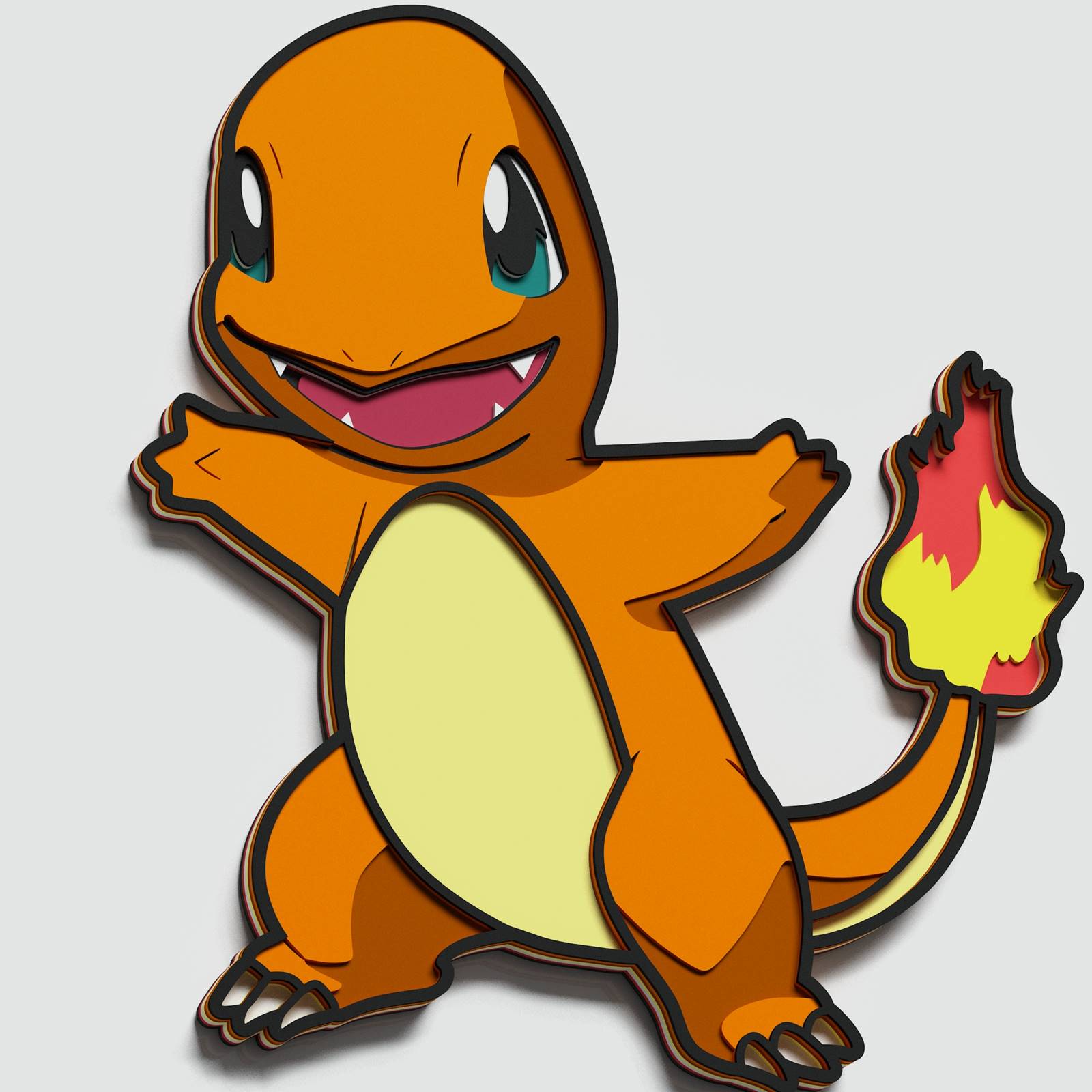 Layered Design of Charmander Pokemon for paper and laser cut | Inspire ...