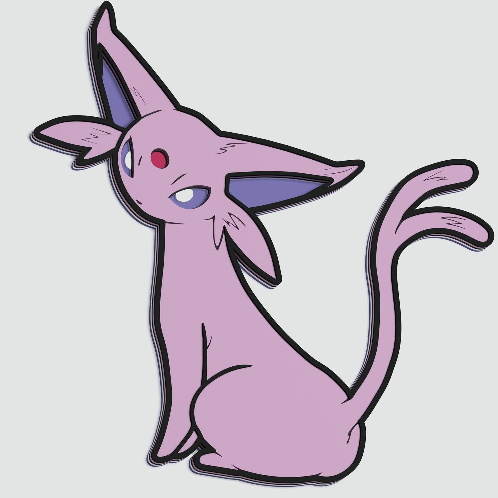 Layered Design of Espeon Pokemon for paper and laser cutting | Inspire ...