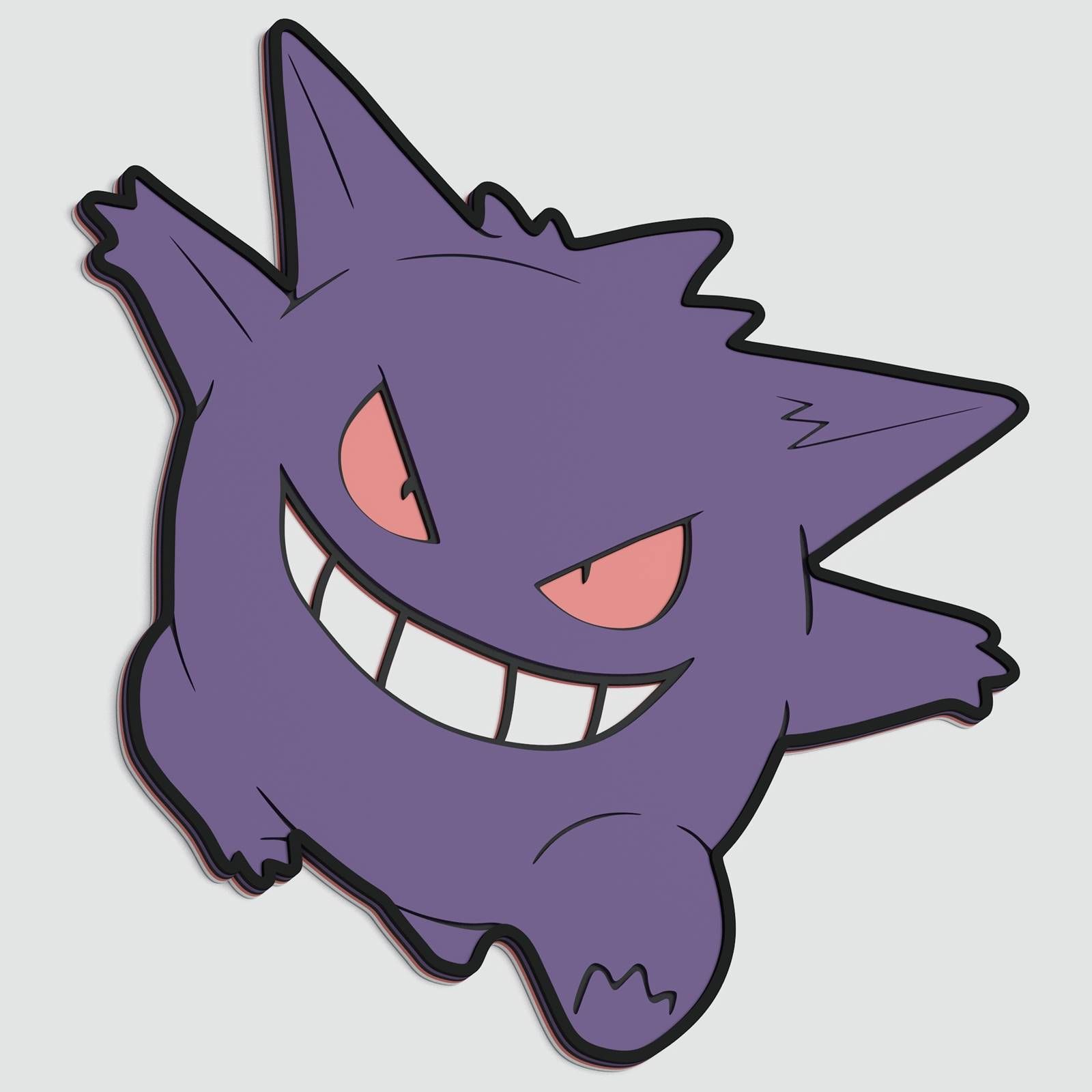 Layered Design of Gengar Pokemon for paper and laser cutting | Inspire ...