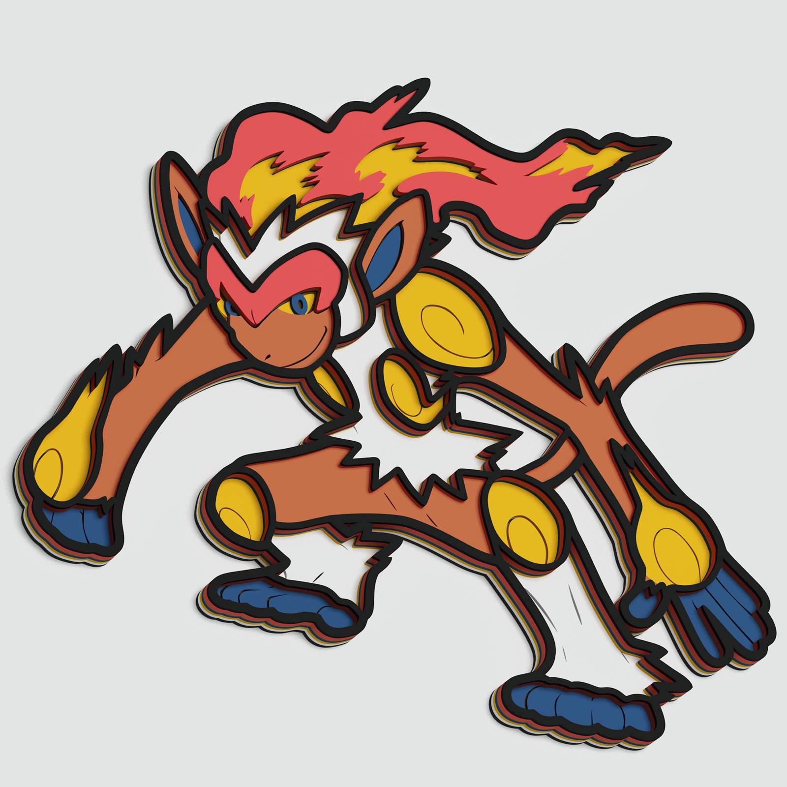 Layered Design of Infernape Pokemon for paper and laser cutt | Inspire ...