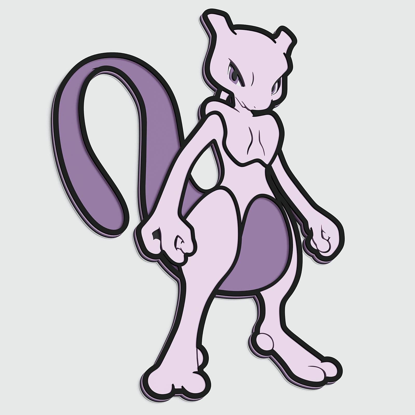 Layered Design of Mewtwo Pokemon for paper and laser cutting | Inspire ...