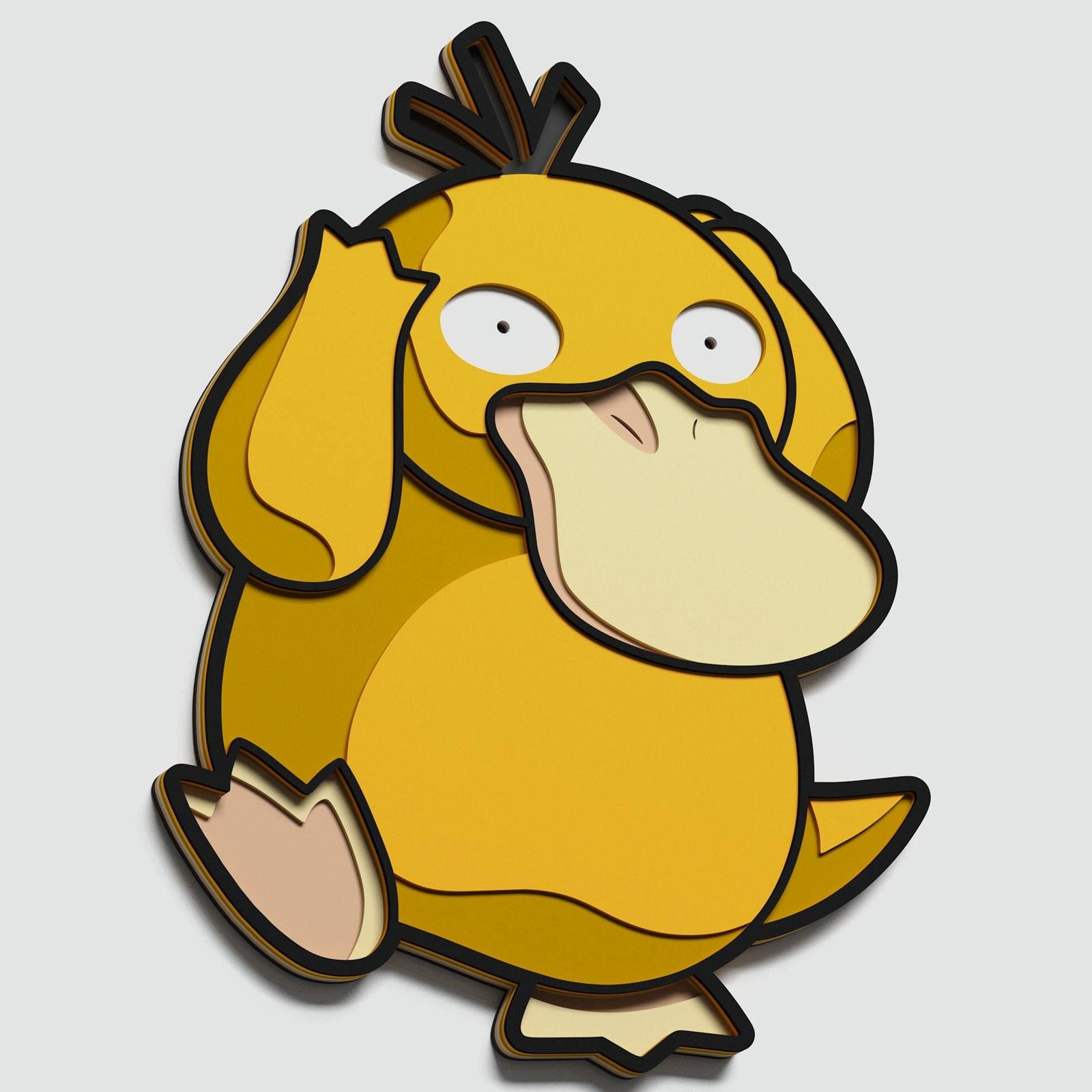 Layered Design of Psyduck Pokemon for paper and laser cuttin | Inspire ...