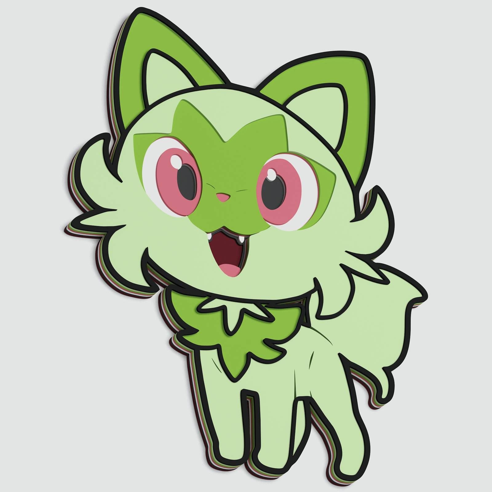 Layered Design of Sprigatito Pokemon for paper and laser cut | Inspire ...