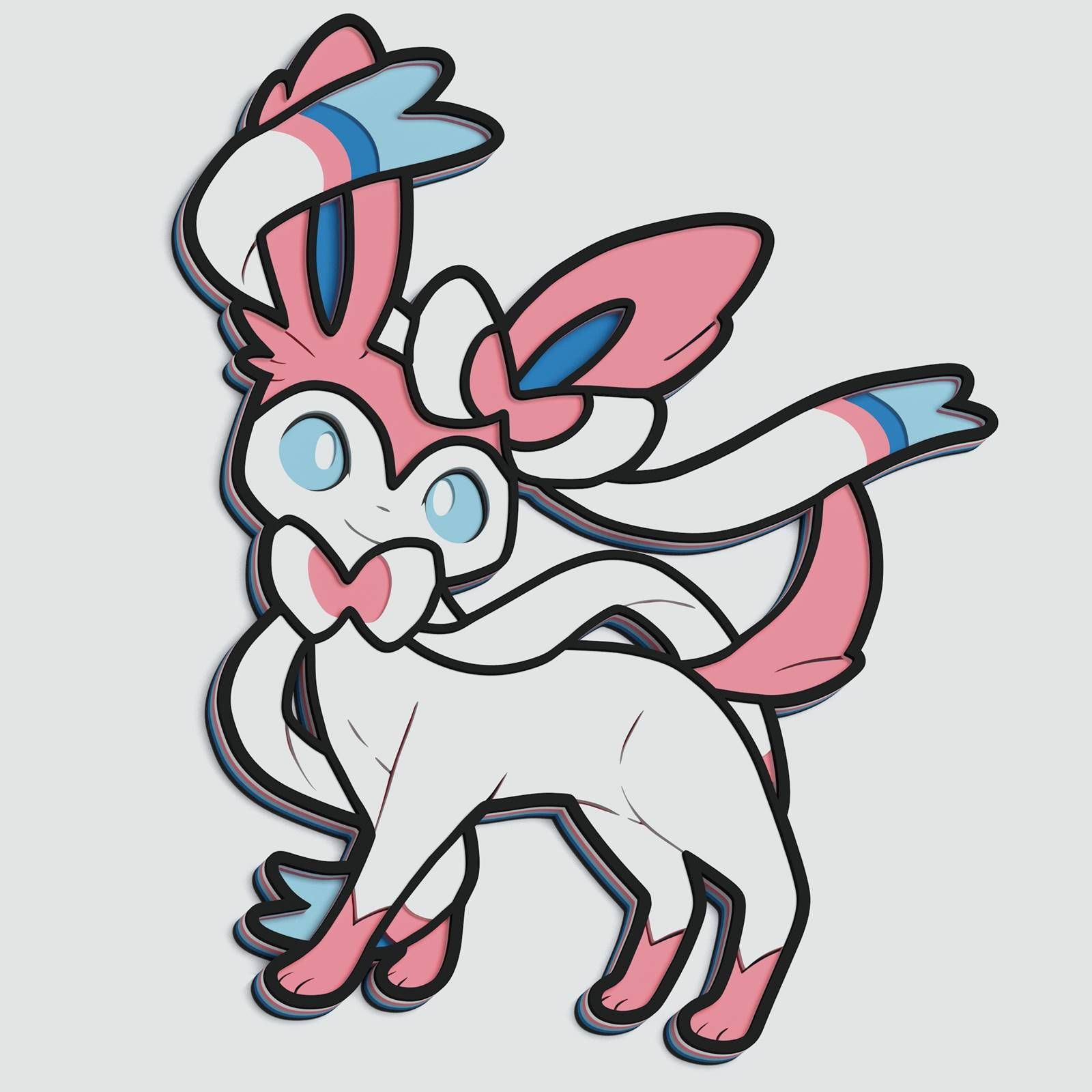 Layered Design of Sylveon Pokemon for paper and laser cuttin | Inspire ...