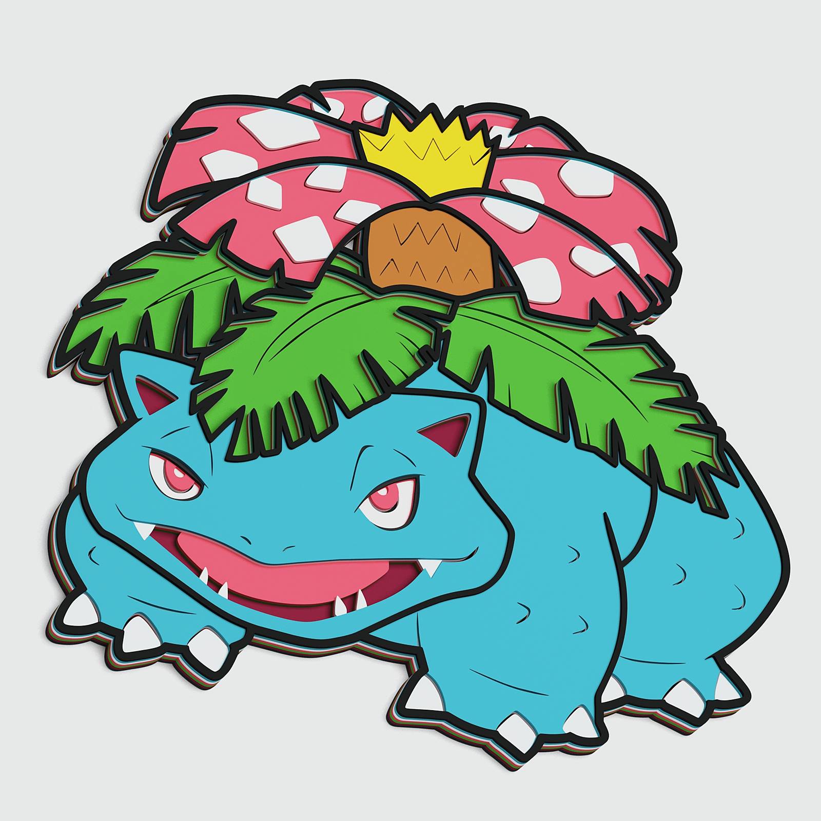 Layered Design of Venusaur Pokemon for paper and laser cutti | Inspire ...