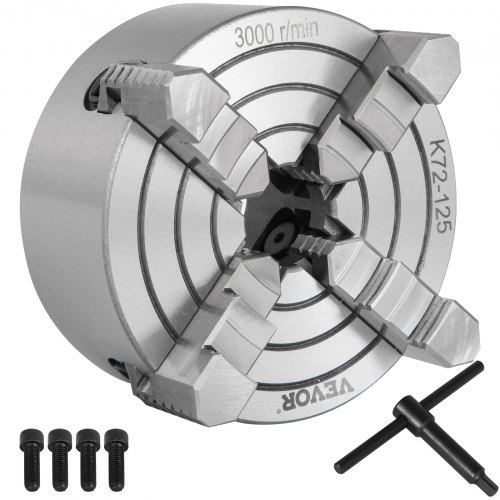 K72-125 5" 4-Jaw Lathe Chuck for Metal Lathes | Inspire Uplift