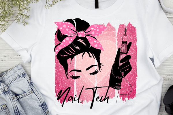 Nail tech png | Nail Technician png |Messy Bun Pink nails te | Inspire ...