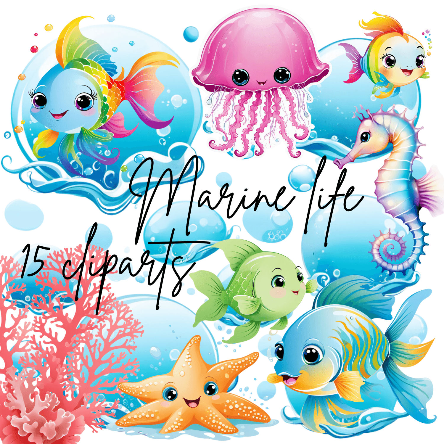 Under the sea animals cliparts | Ocean animal png | Inspire Uplift