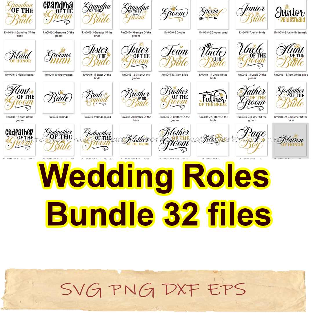 Wedding Roles Bundle svg, png Digital Design, Instantdownloa | Inspire ...