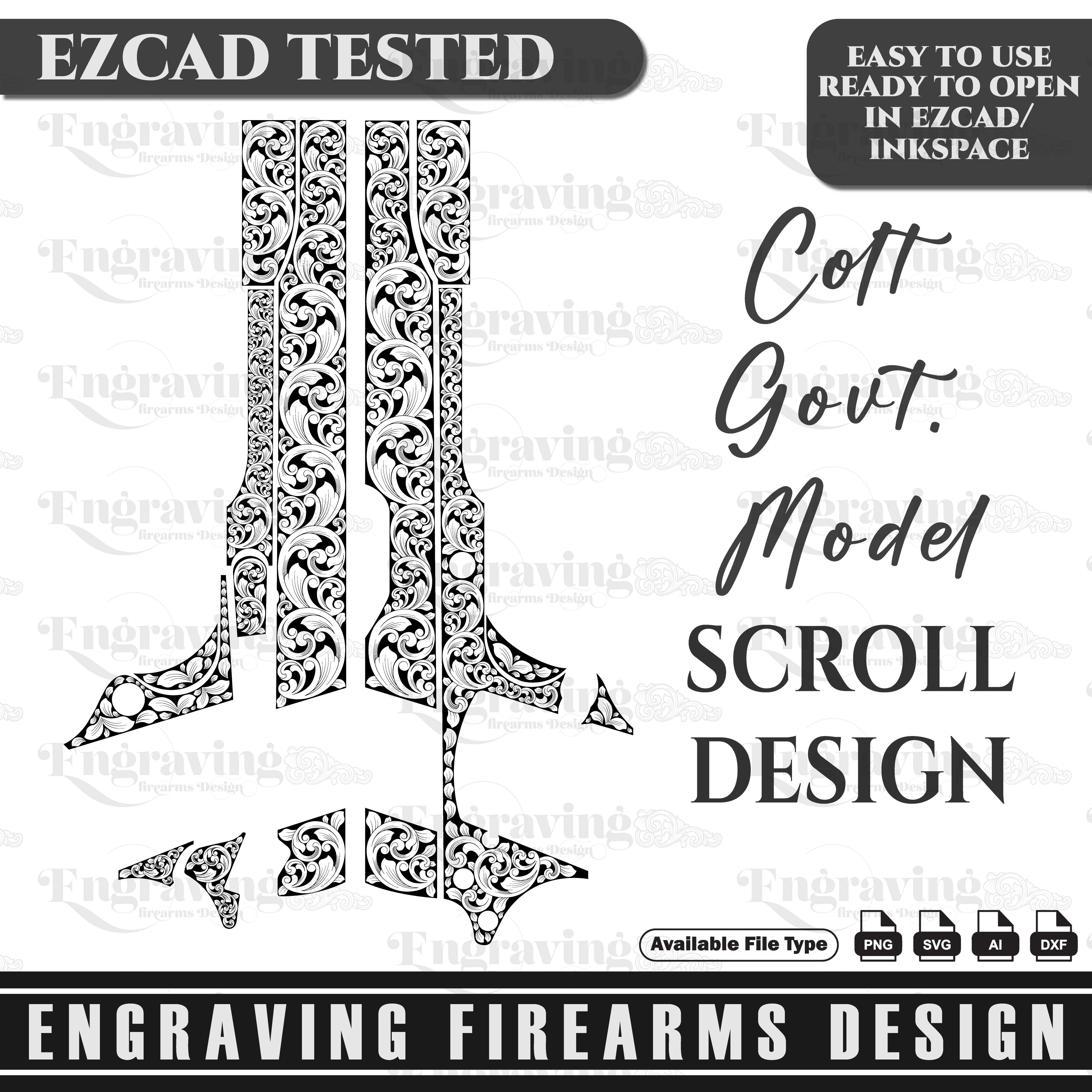 Colt Govt. Model Scroll Design Svg ,lasercut,laserengraving, | Inspire ...