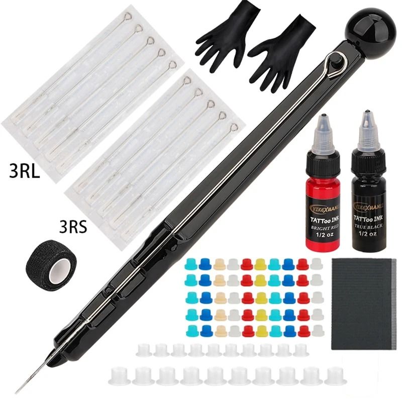 Hand Poke Pen and Tattoo Tool Kit with Ink Cups and Accessor | Inspire ...