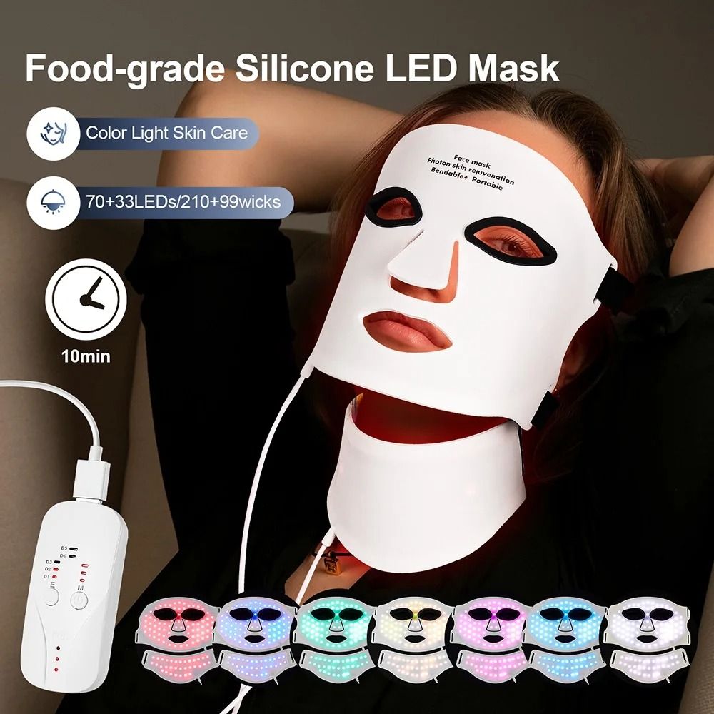 LED Light Therapy Face and Neck Mask with Seven Light Settin | Inspire ...
