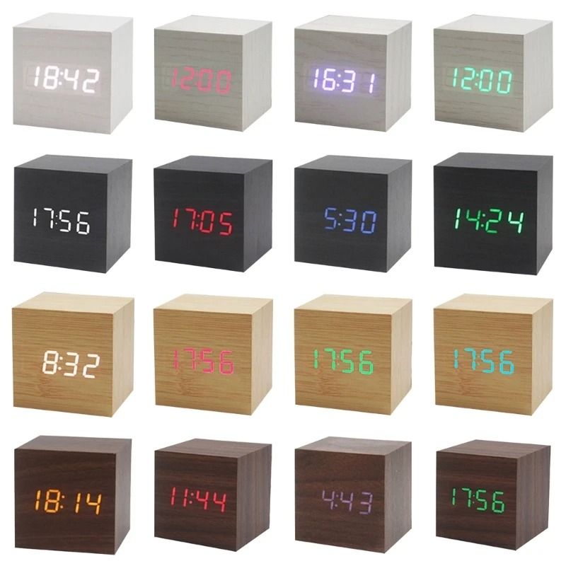 Wooden Cube Voice Control Alarm Clock | Inspire Uplift