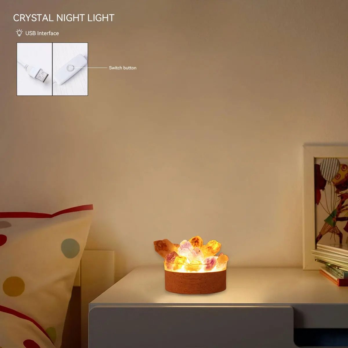 Natural Crystal Point Lamp with LED Light for Home Decor and | Inspire ...