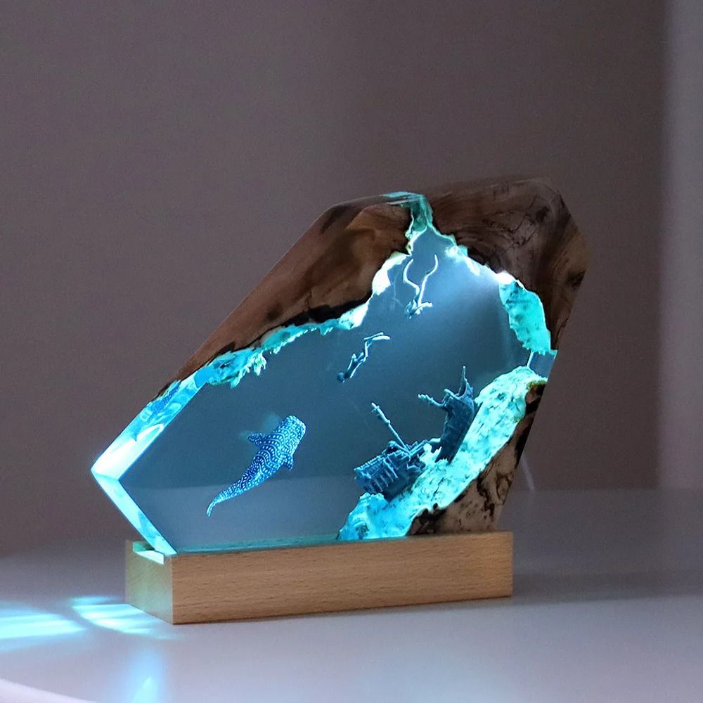 Ocean Resin Diorama Night Lamp Epoxy Table Decor | Inspire Uplift