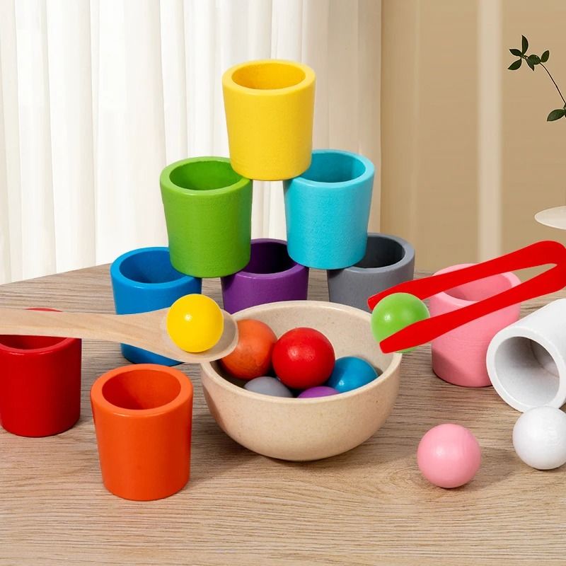 Montessori Wooden Color Sorting Cups Educational Toy | Inspire Uplift