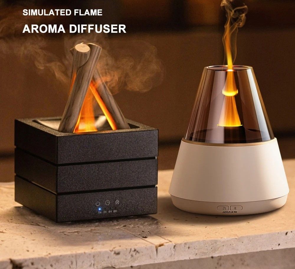 Simulated Flame Aroma Diffuser with LED Light and Cool Mist | Inspire ...