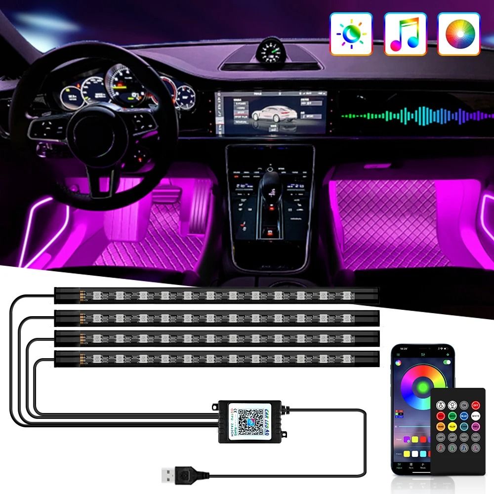 LED Car Interior Ambient Light Kit with Music and Remote Con | Inspire ...