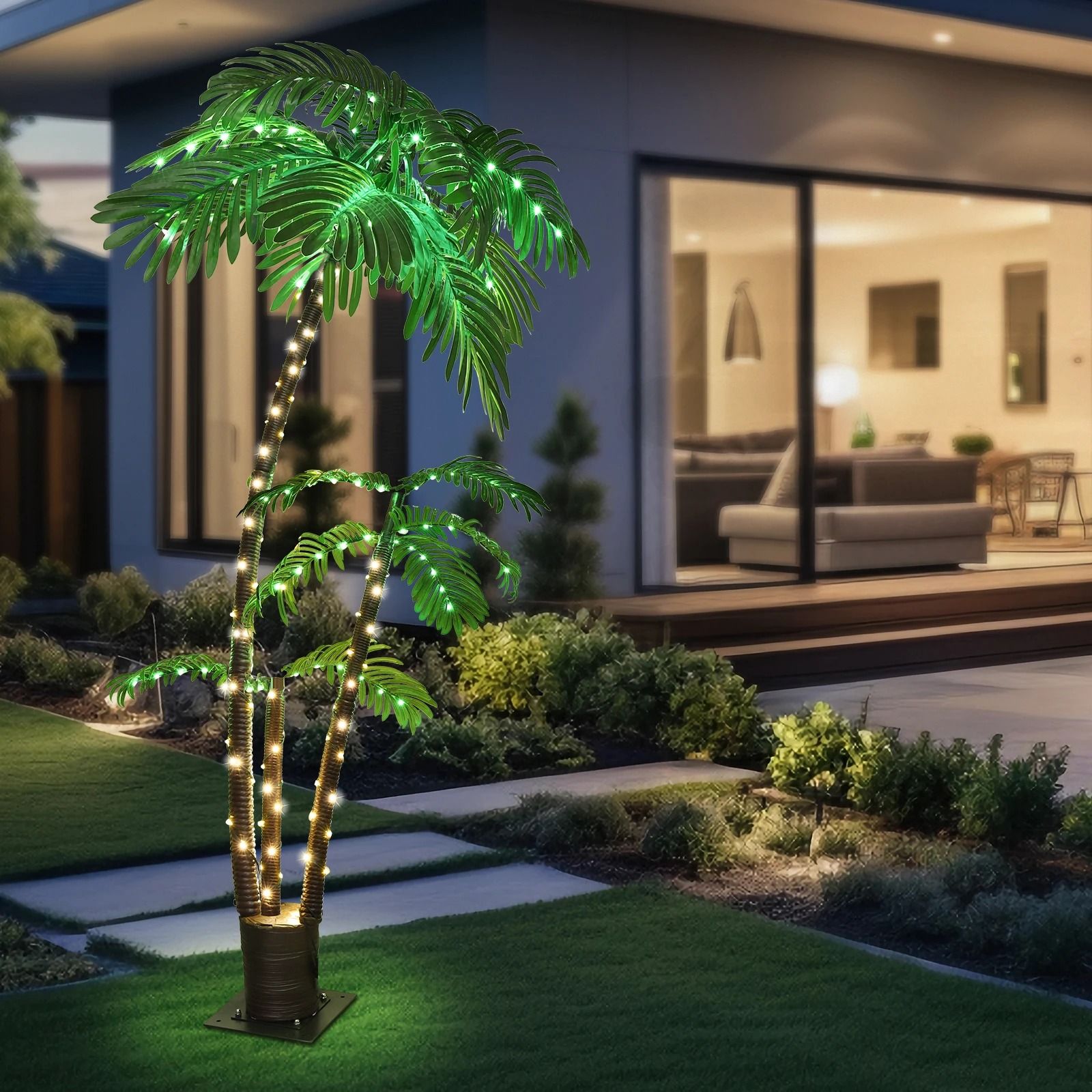 Solar Lighted Artificial Palm Tree for Outdoor Garden Yard a | Inspire ...