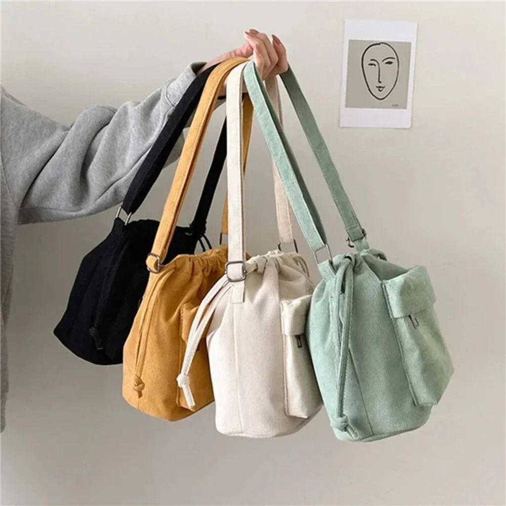 Womens Casual Drawstring Bucket Shoulder Bag | Inspire Uplift