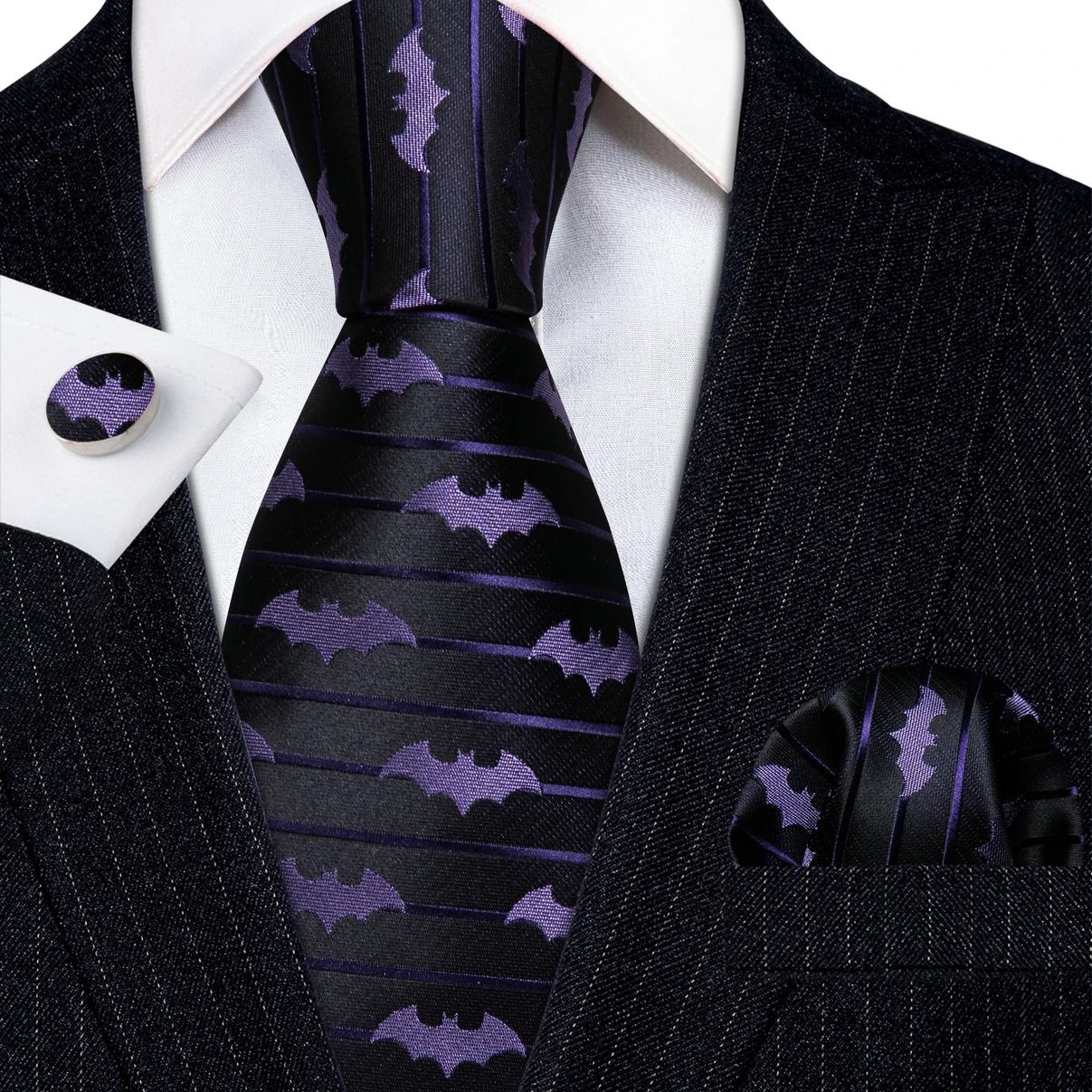 Stylish Purple Silk Tie Set for Men With Pocket Square and C | Inspire ...