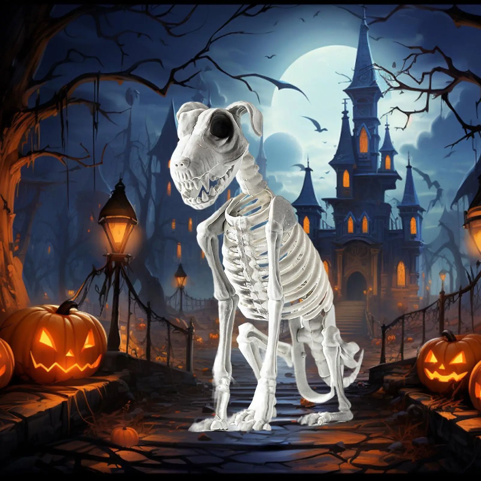 Realistic Skeleton Dog Halloween Statue | Inspire Uplift