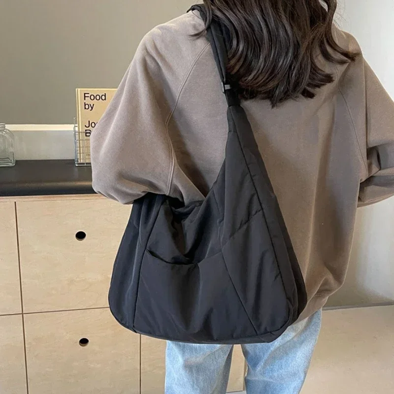 Trendy Women's Soft Cloth Shoulder Bag Solid Color Student 2 | Inspire ...