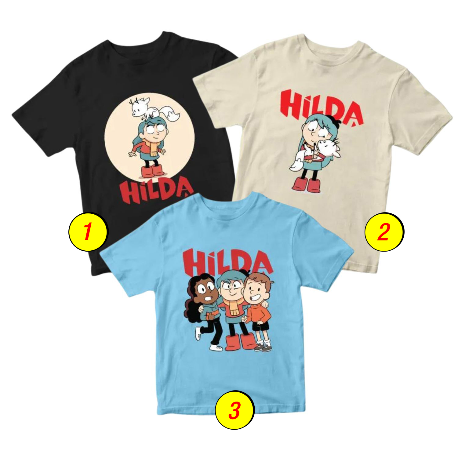 Hilda Netflix T-Shirt Merch - 3 Pack Tee Shirts Bundle - Inspire Uplift