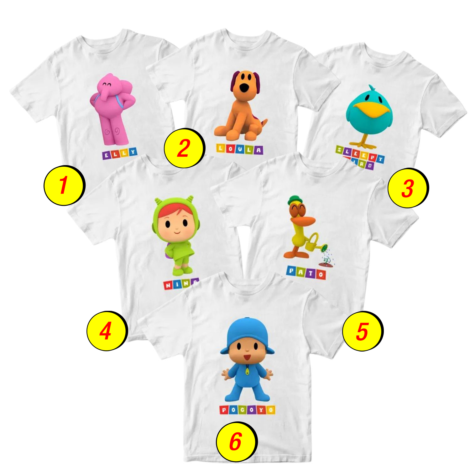 Pocoyo 3 Elly Pato Nina Sleepy Bird T-Shirt Merch - 3 Pack | Inspire Uplift