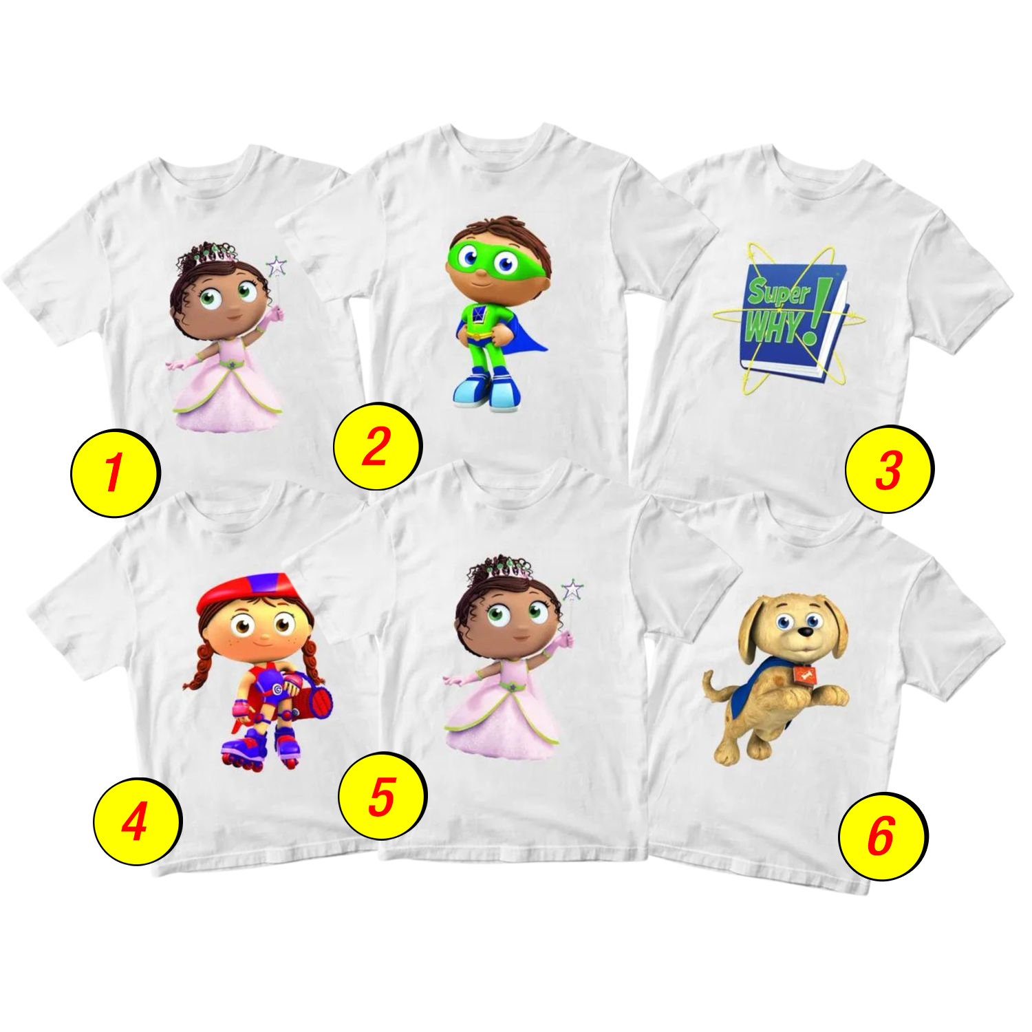 Super Why Princess Pea Whyatt Woofster T-Shirt Merch | Inspire Uplift